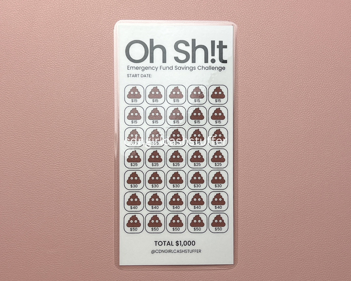 Oh Sh!t Emergency Fund Savings Challenge Tracker – CDN Girl Cash Stuffer