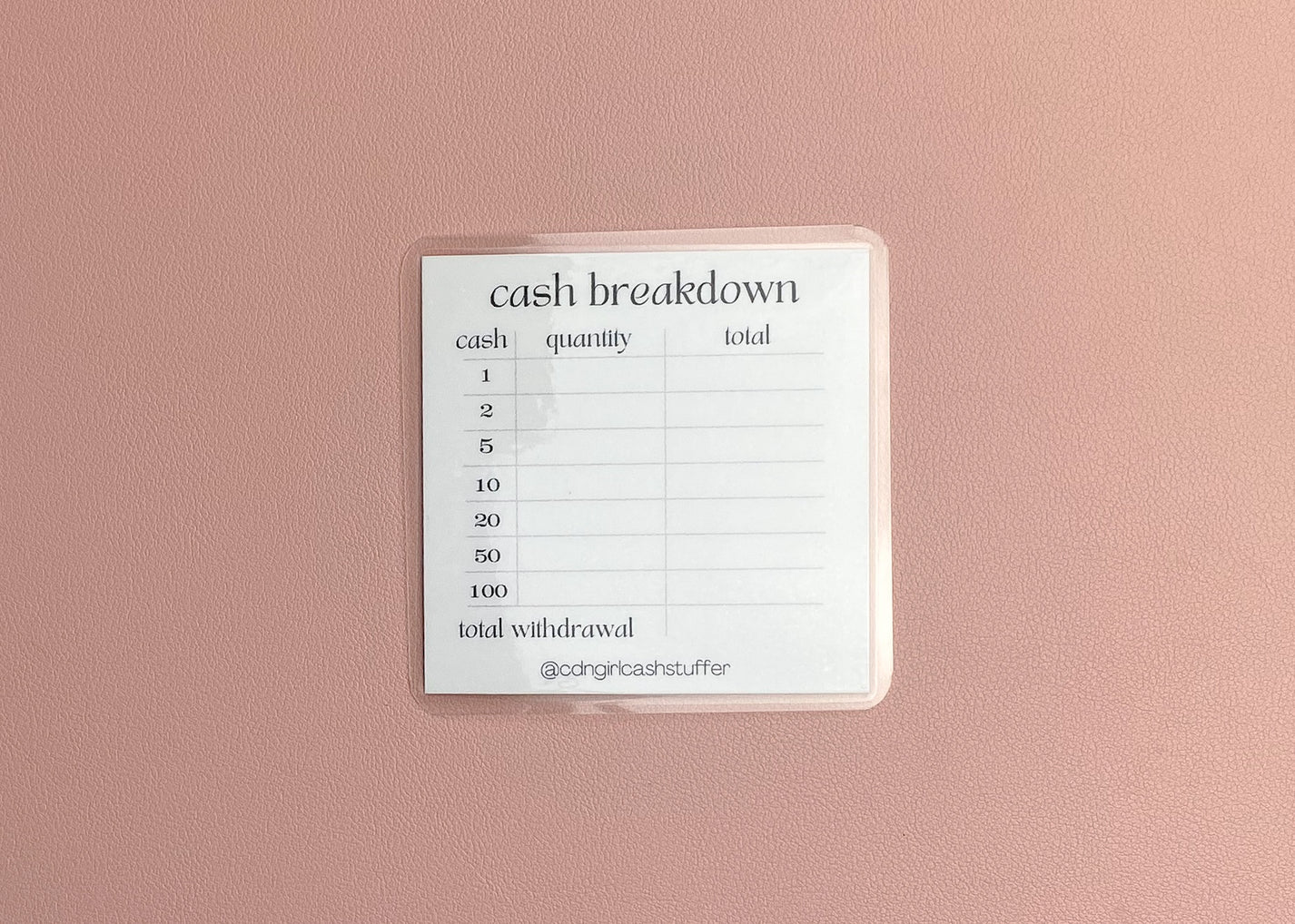 Cash Breakdown Card – CDN Girl Cash Stuffer