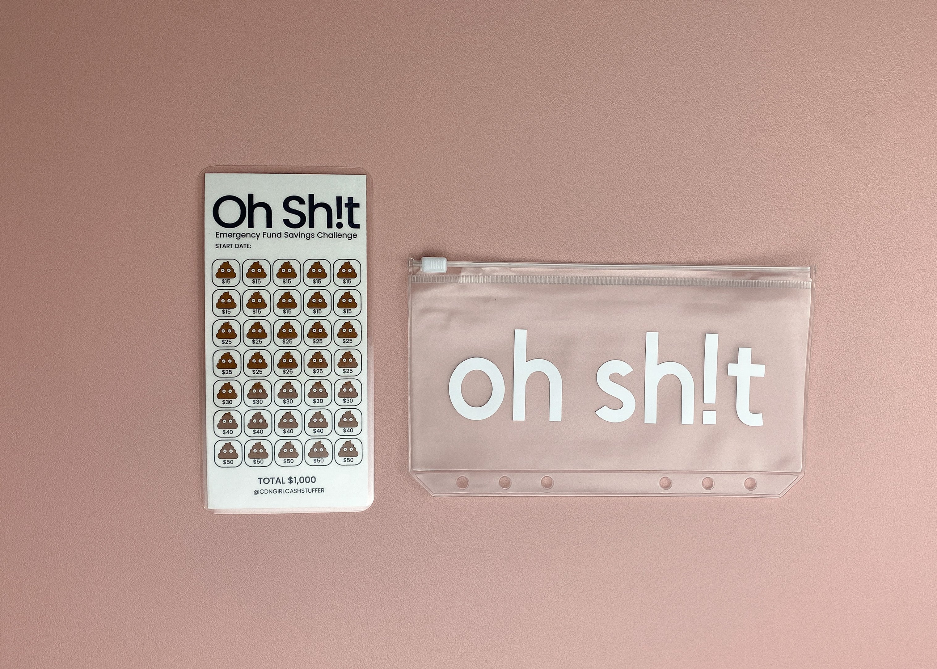 Oh Sh!t Emergency Fund Savings Challenge Tracker – CDN Girl Cash Stuffer